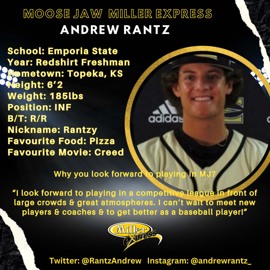 Miller Express Sign Infielder Andrew Rantz for the 2023 Season – Moose ...